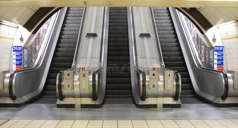 Tube Station Exit, Escalators, Symetry Stock Photo - Image of station ...