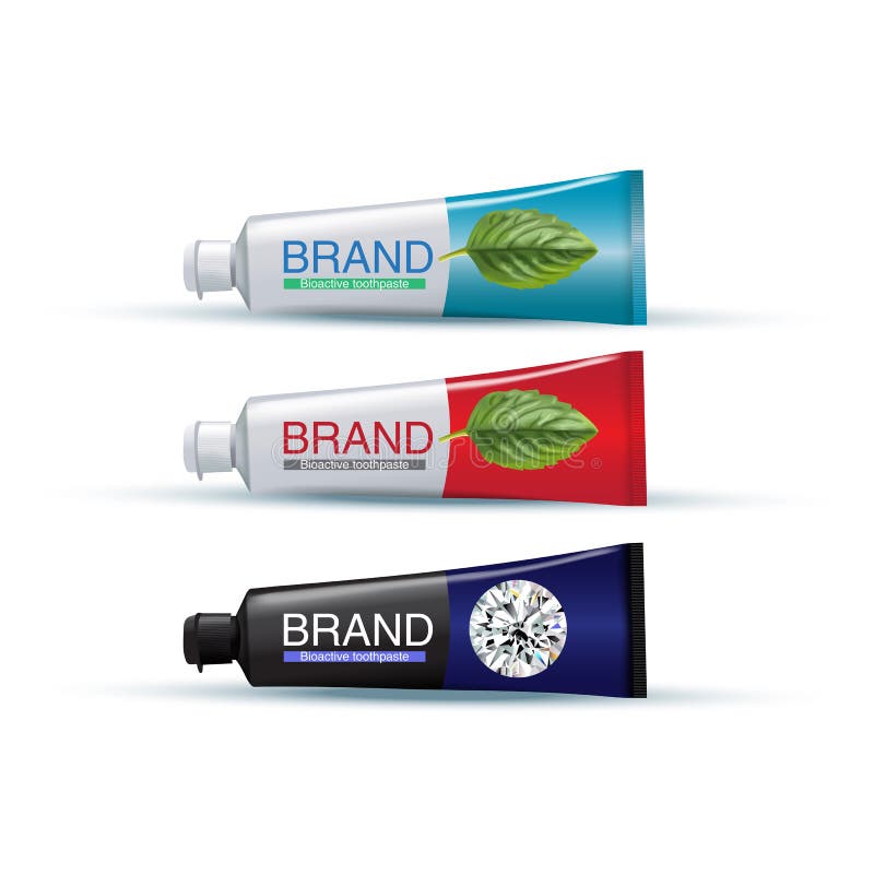 Tube of Toothpaste in Different Colors. Stock Vector - Illustration of ...
