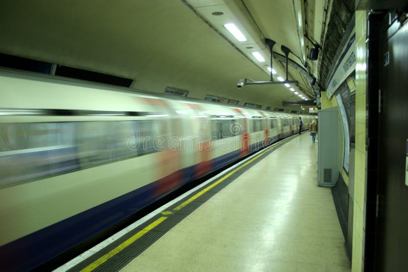Tube train in London stock image. Image of blur, crowded - 9975075