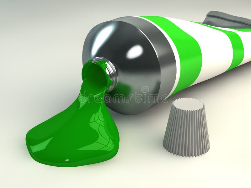 Tube vert de peinture illustration stock. Illustration du blanc - 43824554