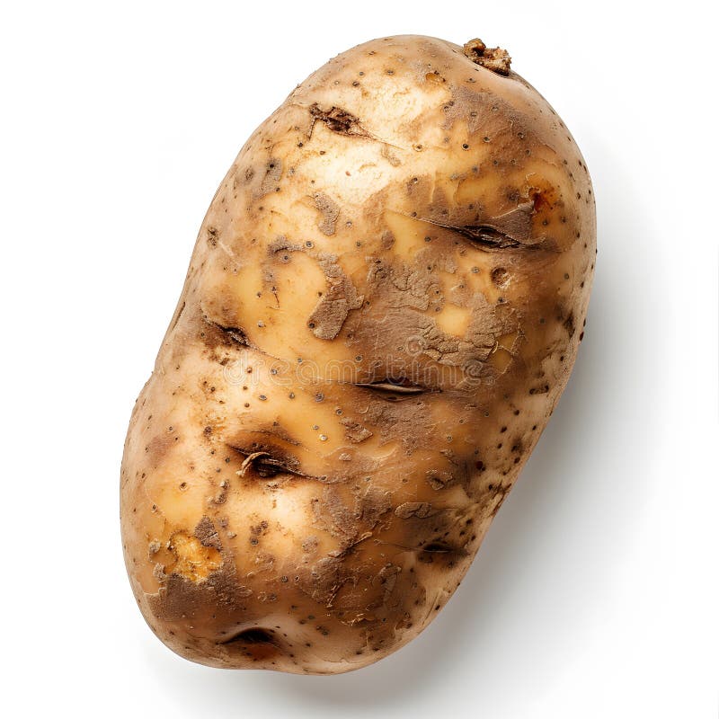 A Tuber Vegetable, the Potato with Holes Rests on a White Surface Stock ...