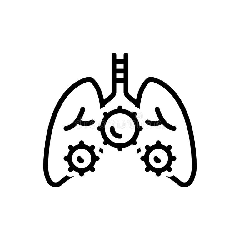 Black Line Icon for Tuberculosis, Infection and Lung Stock Illustration ...