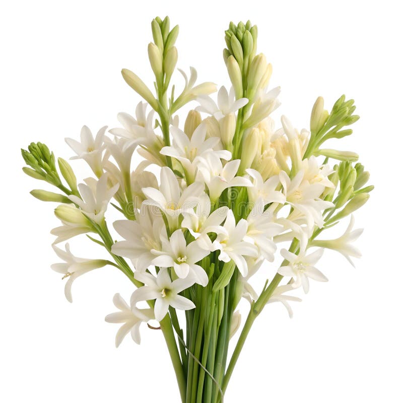 Tuberose Bouquet Isolated on White Background, Floral Design Stock ...
