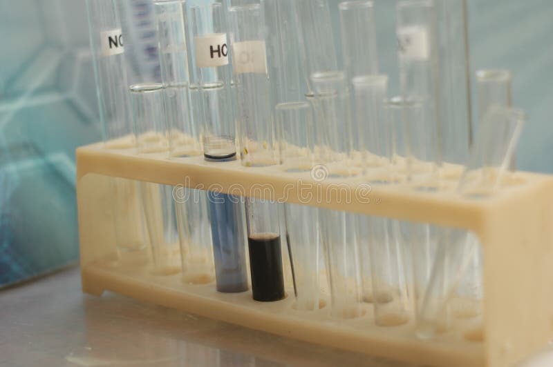 Tubes with Colorful Solutions Stock Photo - Image of drop, industry ...