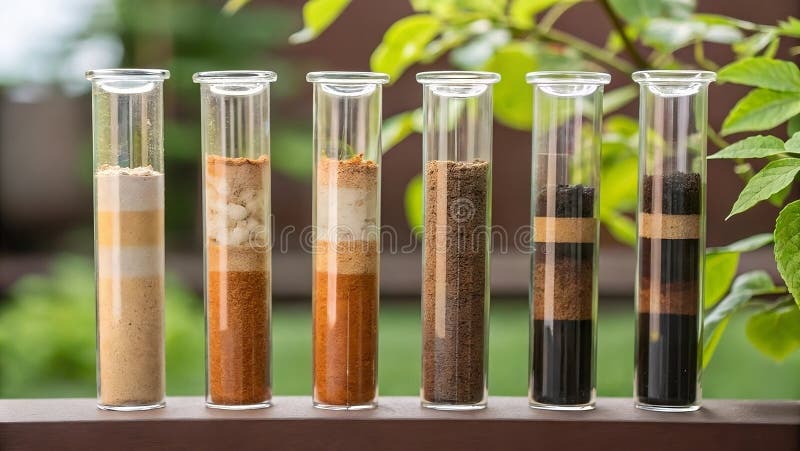 Test Tubes Filled with Various Soil Samples for Laboratory Testing and ...