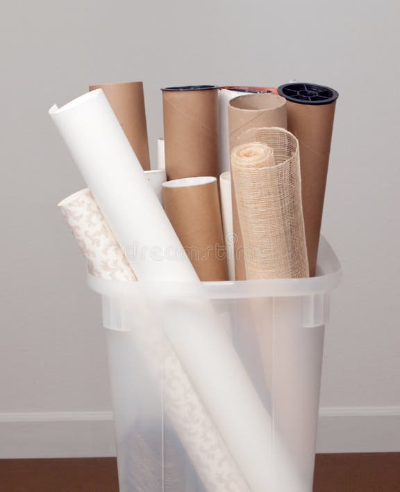 Tubes, and Rolls of Fabric and Paper Stock Photo - Image of netting ...