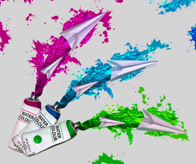 Tubes with Splashed Bright Water Colors Stock Illustration ...