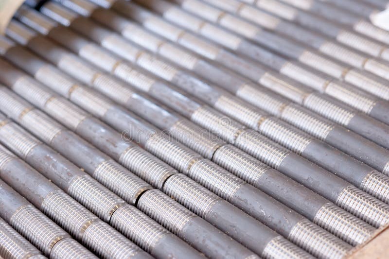 Tubes with Threaded Threads. in Production Stock Image - Image of ...