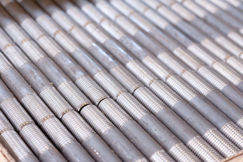 Tubes with Threaded Threads. in Production Stock Photo - Image of ...