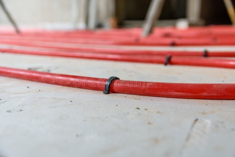 Tubes of the Underfloor Heating System on a Styrofoam Insulation Stock ...