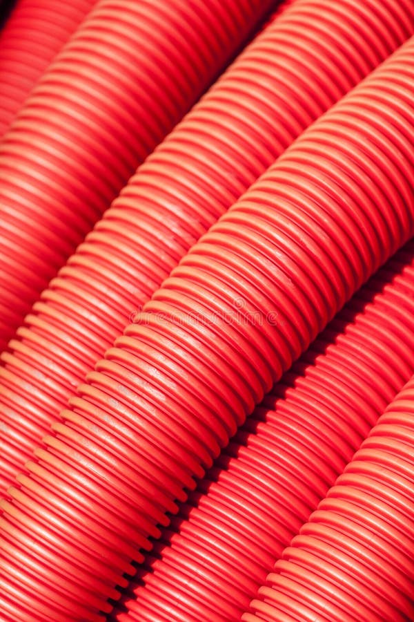 Tubing. Red Plumbing Pipe Close-up. Stock Image - Image of built ...