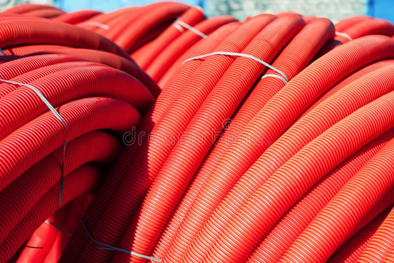 Tubing. Red Plumbing Pipe Close-up. Stock Photo - Image of construction ...