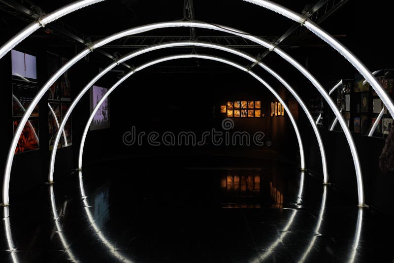 Tubular Light Source Creating a Spiral Due To the Reflection on the ...