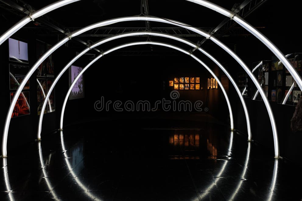 Tubular Light Source Creating a Spiral Due To the Reflection on the ...