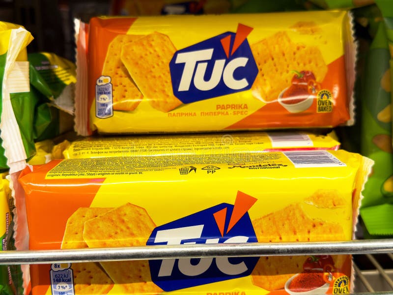 Tuc Paprika Crackers on Store Shelf in Bright Yellow Packaging ...