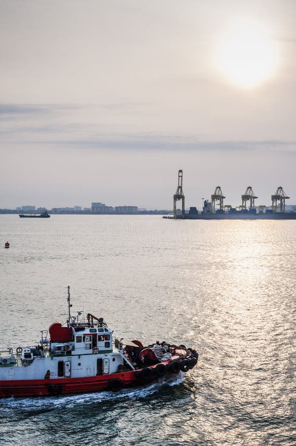 Tug boat at Penang Port stock photo. Image of water, penang - 37721862