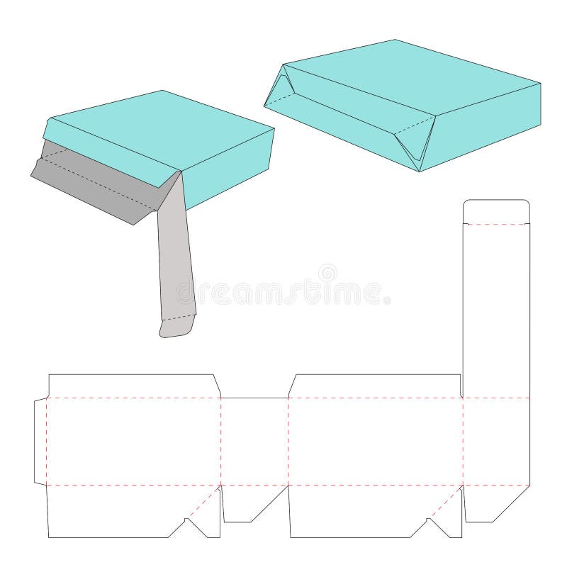 Tuck Top Auto Bottom Box Dieline Template Stock Vector - Illustration ...