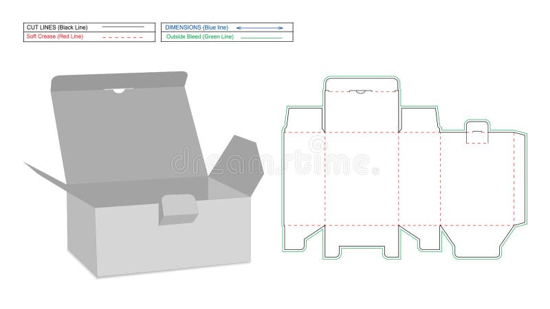 Tuck Top Snap Bottom Lock Box Dieline Template Stock Vector ...
