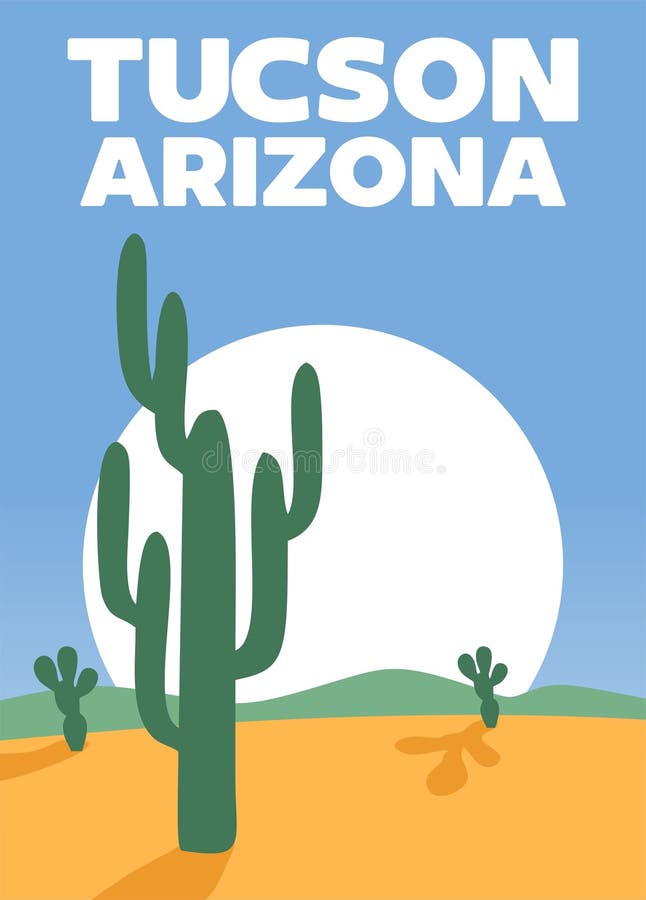Tucson Arizona with Cactus Silhouette Stock Vector - Illustration of ...