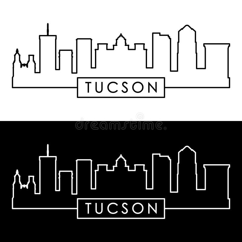 Tucson AZ Skyline. Linear Style Stock Vector - Illustration of skyline ...