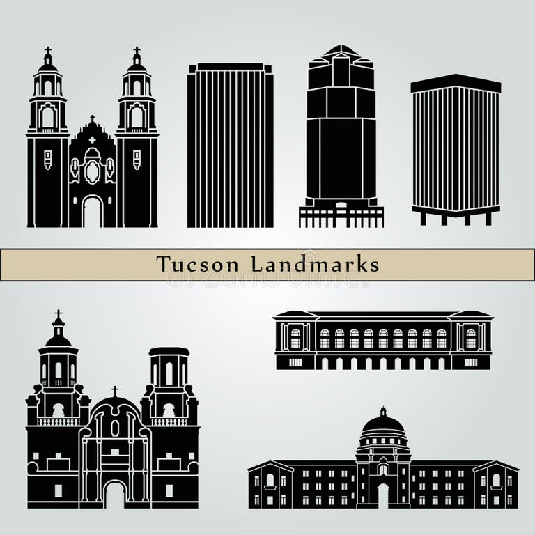 Tucson Landmarks and Monuments Stock Vector - Illustration of united ...