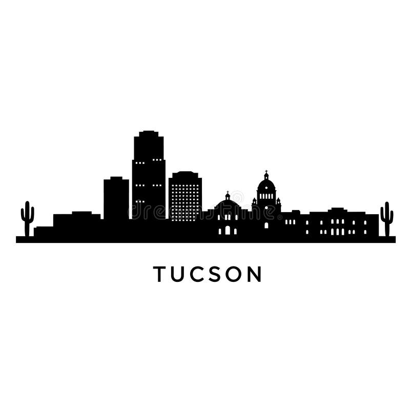 Tucson Skyline Silhouette with Arizona Cityscape Stock Vector ...