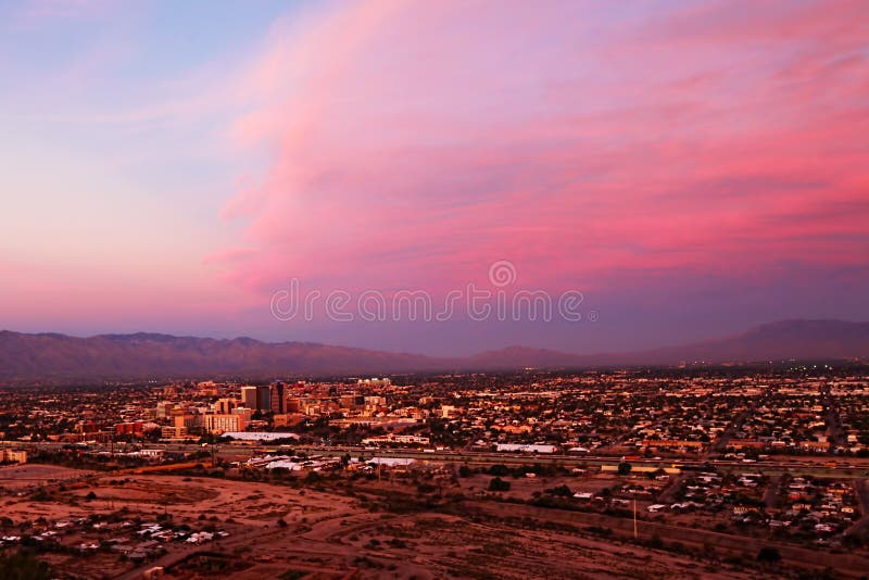 The Tucson Skyline at Sunset Stock Image - Image of mountain, peak ...