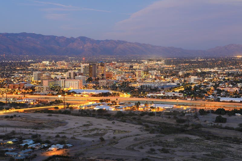 The Tucson Skyline at Twilight Stock Image - Image of city, skyline ...
