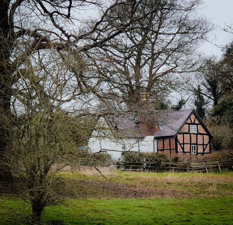 Tudor Brick Style Farm Building in Winter Editorial Image - Image of ...