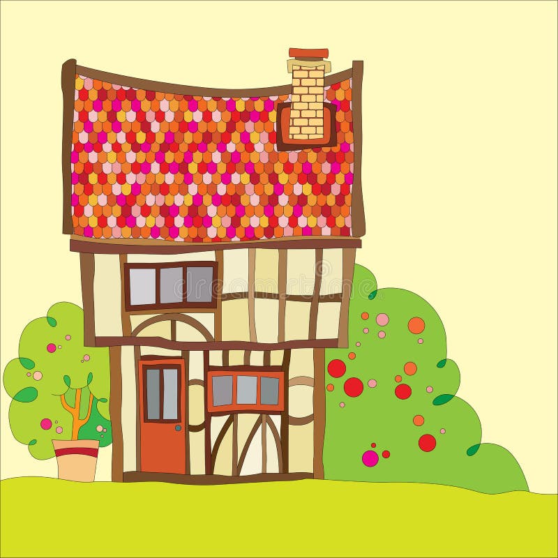 Tudor house stock vector. Illustration of european, countryside - 38436386