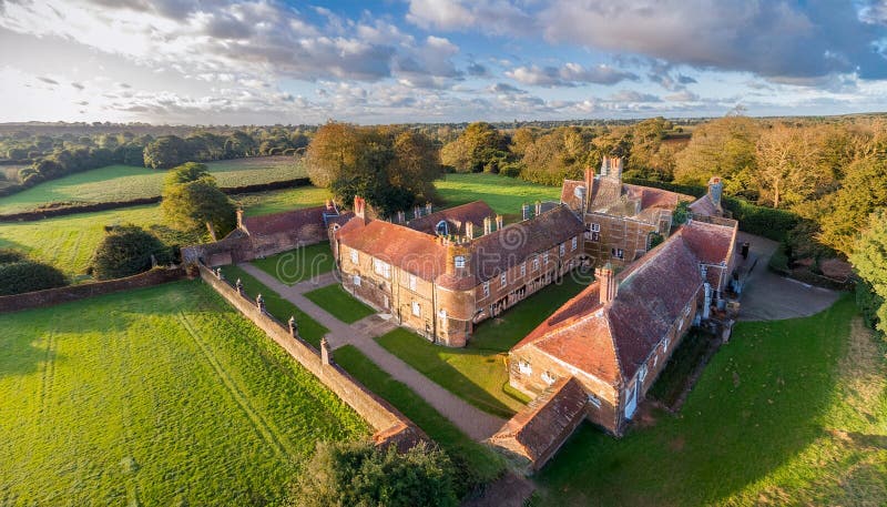 Tudor manor, AI generated stock illustration. Illustration of meadow ...