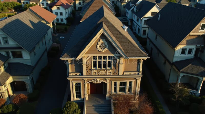 Tudor Revival-Style Home with Decorative Half-Timbering Drone View ...