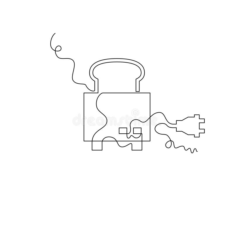 One Line Art Toaster Vector Illustration Stock Vector - Illustration of ...