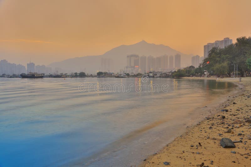 Tuen Mun of Castle Peak Bay Stock Image - Image of coastline, family ...