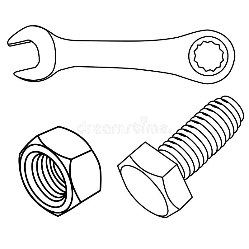 Tuerca y tornillo stock de ilustración. Ilustración de gris - 23276335