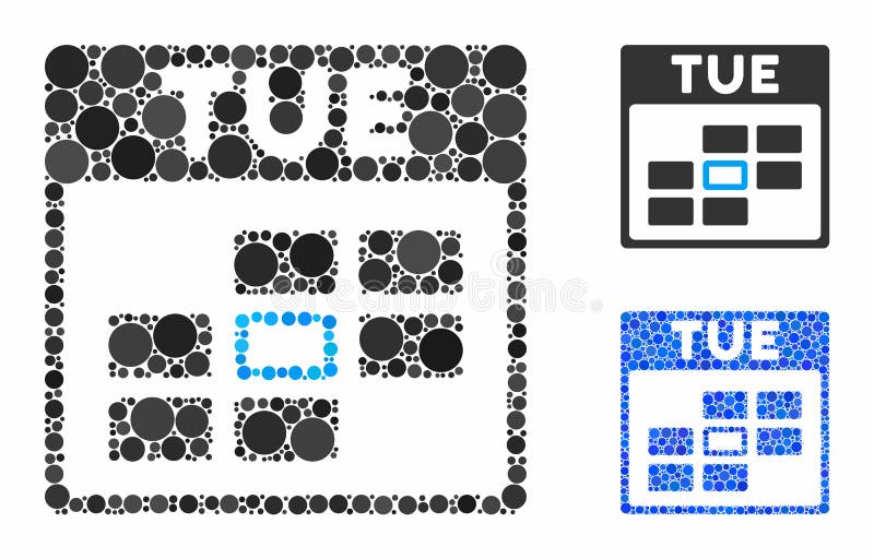 Tuesday Calendar Grid Composition Icon of Circle Dots Stock Vector ...