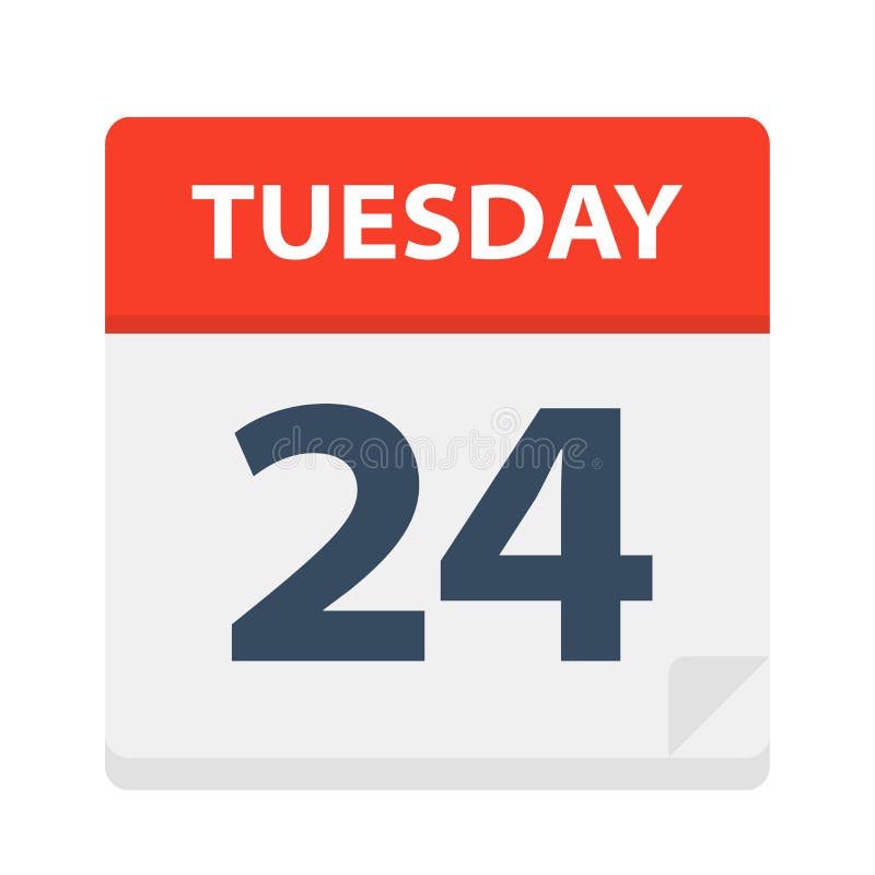 Tuesday 24 - Calendar Icon. Vector Illustration of Week Day Paper Leaf ...