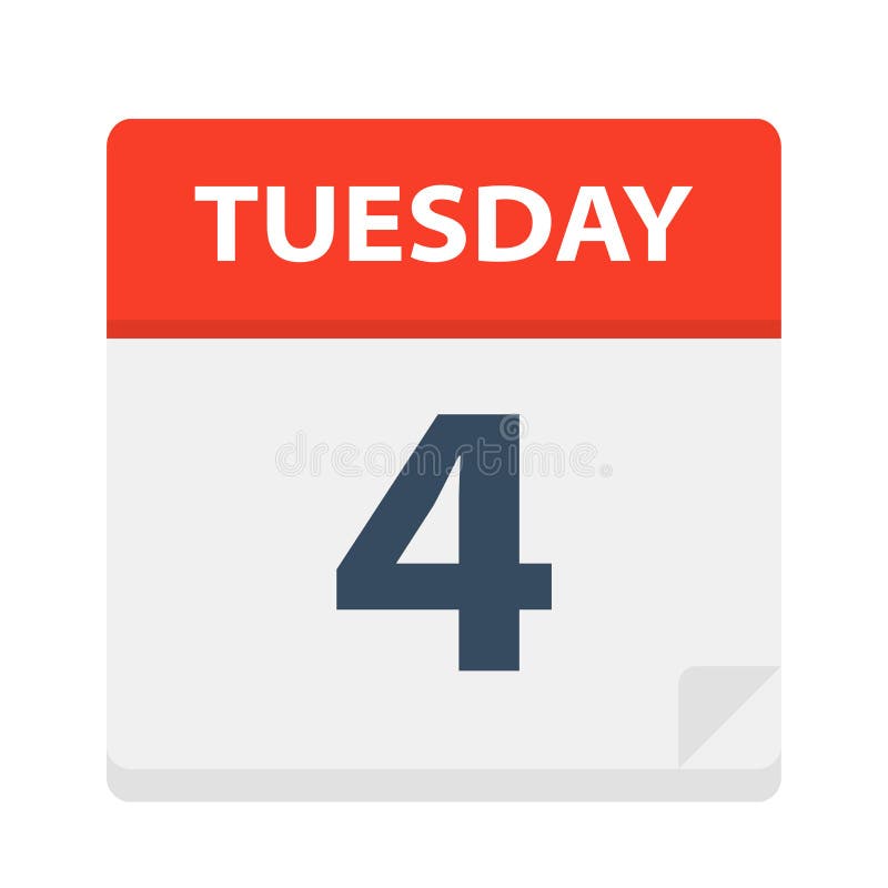 Tuesday 4 - Calendar Icon. Vector Illustration of Week Day Paper Leaf ...