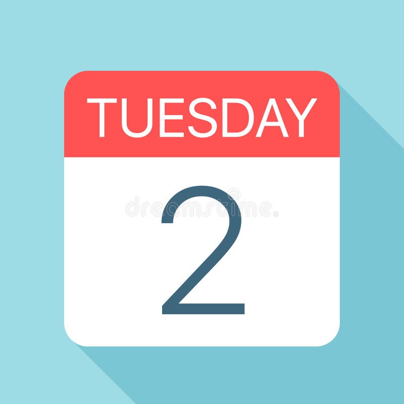 Tuesday 2 - Calendar Icon. Vector Illustration of Week Day Paper Leaf ...