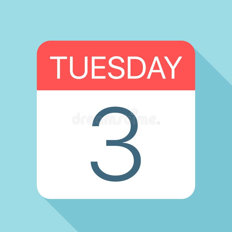 Tuesday 3 - Calendar Icon. Vector Illustration of Week Day Paper Leaf ...