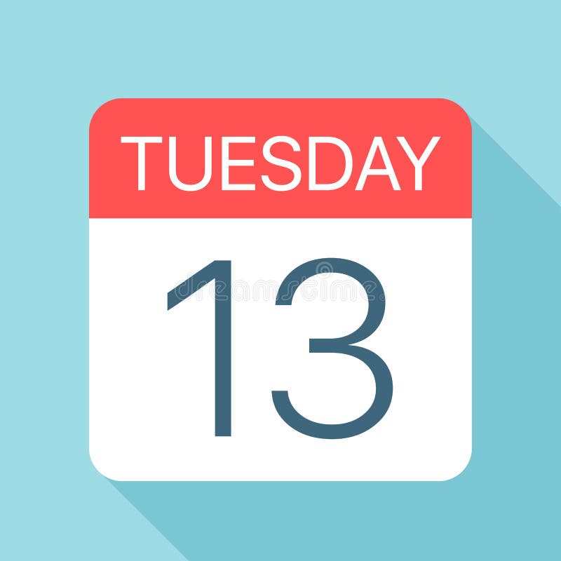 Tuesday 13 - Calendar Icon. Vector Illustration of Week Day Paper Leaf ...