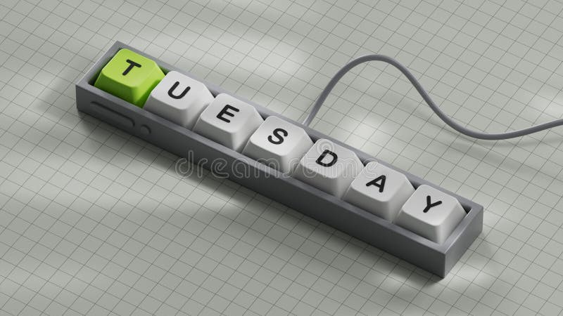 Tuesday.Computer Keyboard Keys Spelling.Flat Lay View with Computer Keyboard Keys Buttons Stock ...
