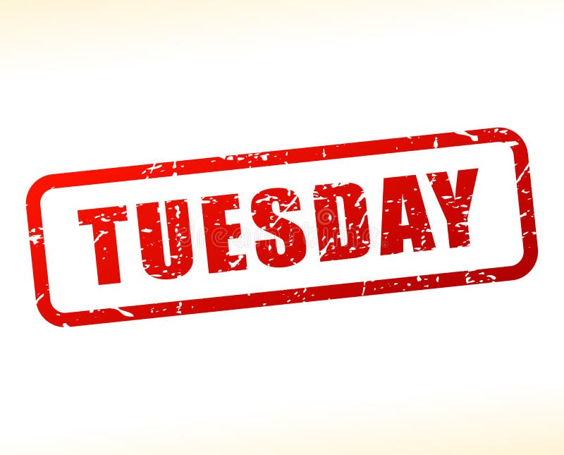 Tuesday red text stamp stock vector. Illustration of isolated - 107539130