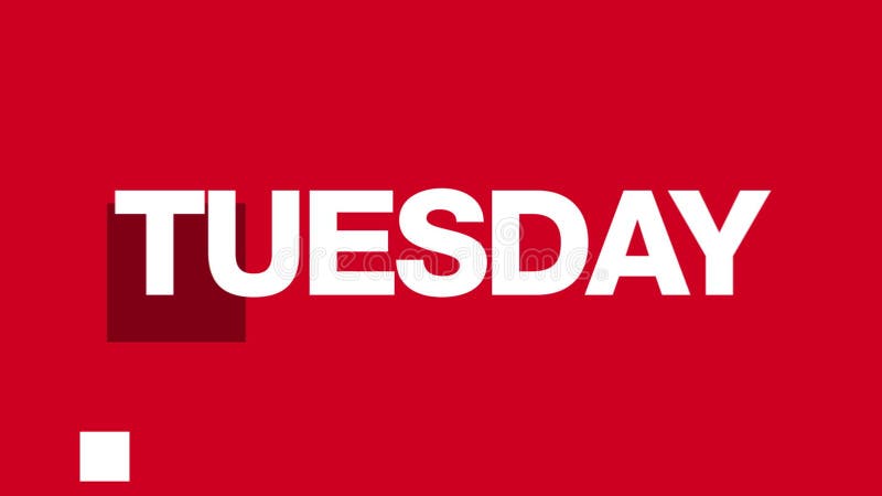 Tuesday Text Animation (HD Loop) Stock Video - Video of calendar ...