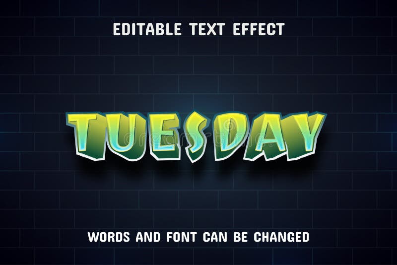 Tuesday Text - Editable Text Effect Stock Illustration - Illustration ...