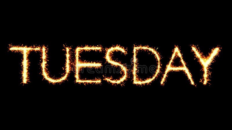 Tuesday Text Sparkler Glitter Sparks Firework Loop Animation Stock ...
