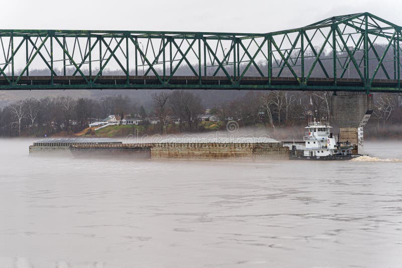 Tug and Barge on Ohio River Editorial Stock Image - Image of river ...