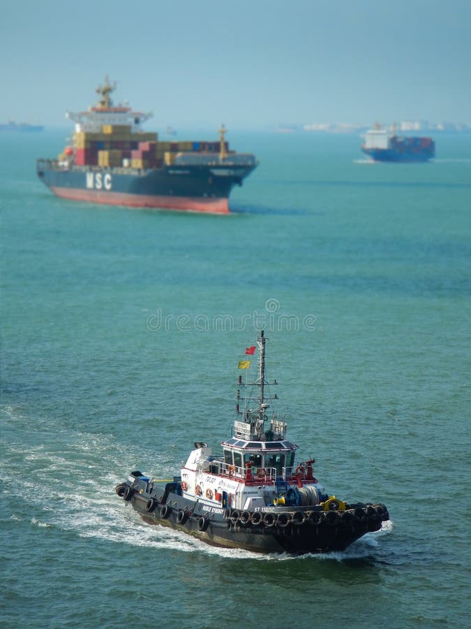 Tug Boat and Cargo Ships, Busy Water Ways Editorial Stock Image - Image ...