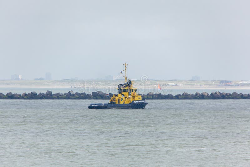 Tug Boat with Coast Line in the Background Editorial Image - Image of ...