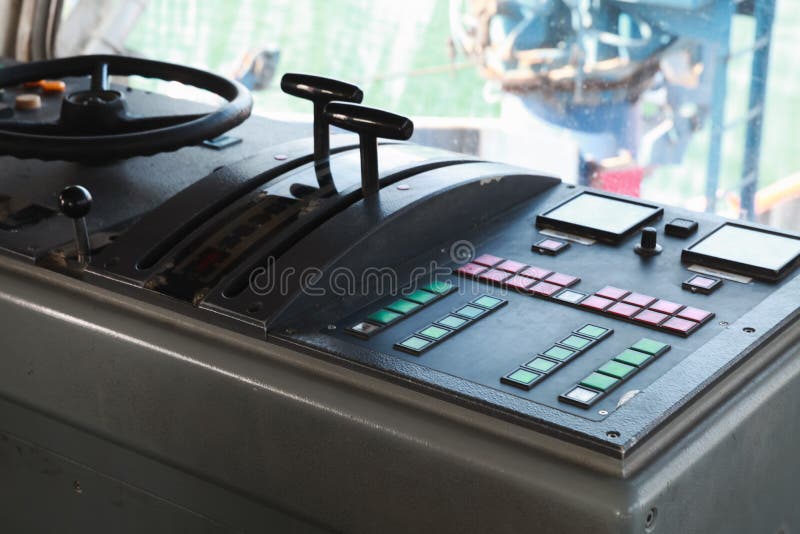 Tug Boat Dashboard. Captains Bridge Controls Stock Photo - Image of ...